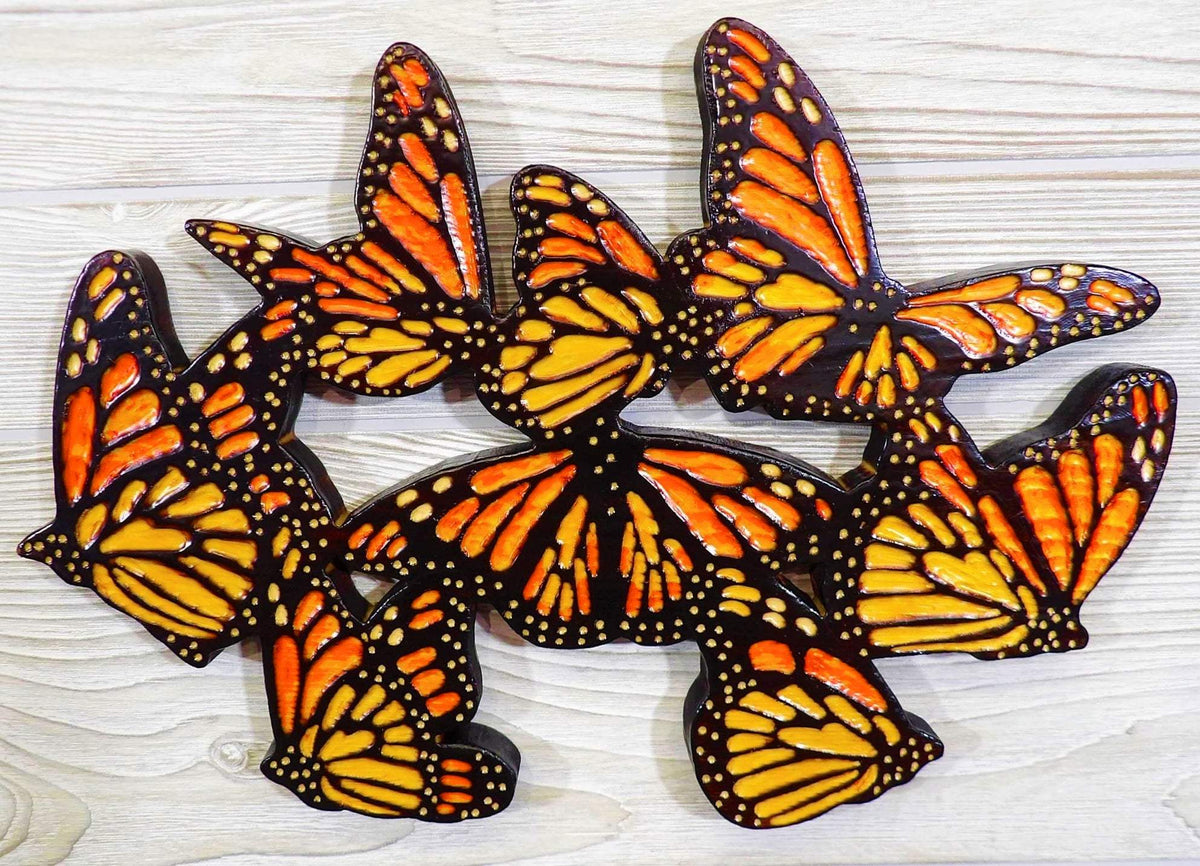 Wood Relief Carved Monarch Butterflies – Clint Wickman Originals