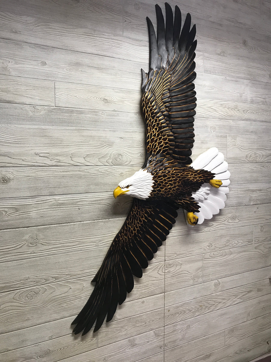 Soaring Bald Eagle Relief Wood Carving - "Larger than Life Majestic ...